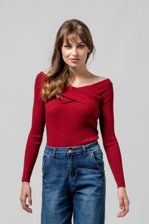 Off-shoulder ribbed top